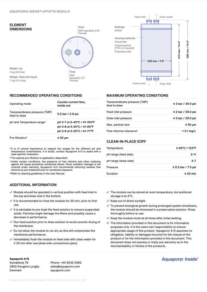 Aquaporin Inside® HFFO®14 - Aquaporin