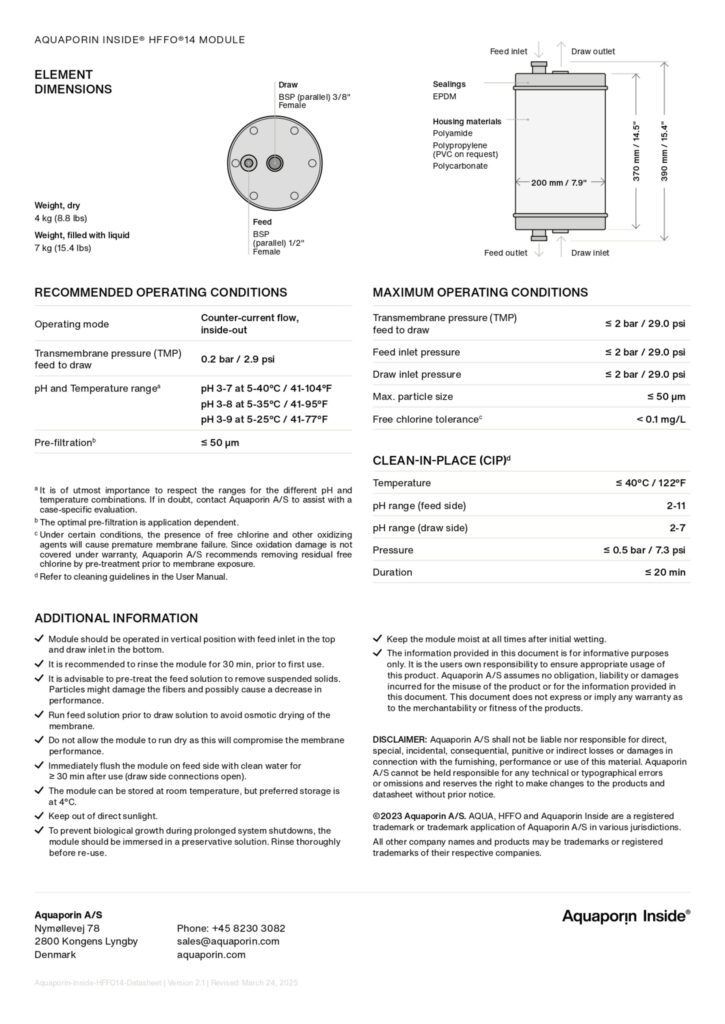 Aquaporin Inside® HFFO®14 - Aquaporin